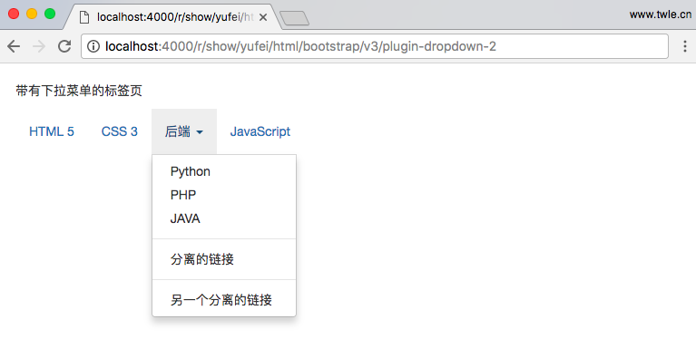 Bootstrap 下拉菜单插件 Dropdown Bootstrap 3 基础教程 简单教程,简单编程